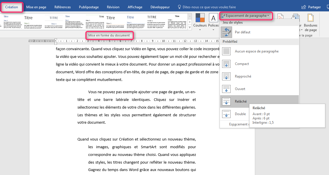 Formatage du texte et de paragraphes