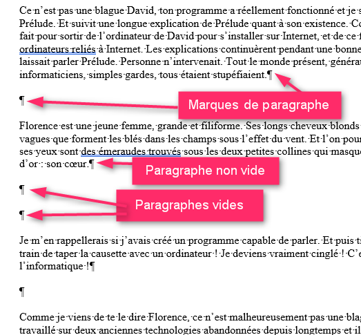 Insérer texte et paragraphes