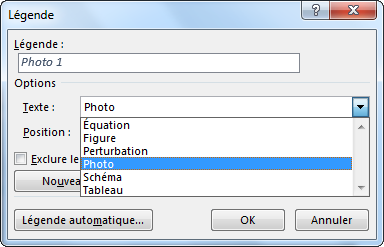 Création de légendes