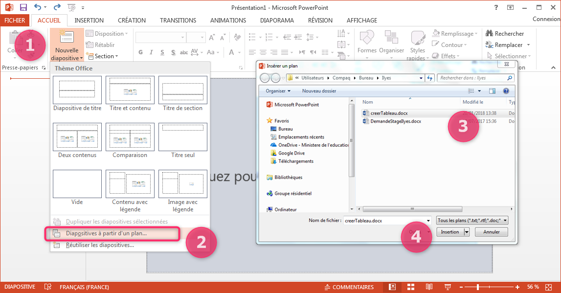 Création d'une présentation Powerpoint